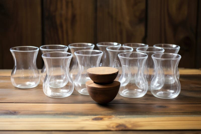 Glass Cupping Set Organized on a Wooden Table Stock Image - Image of ...