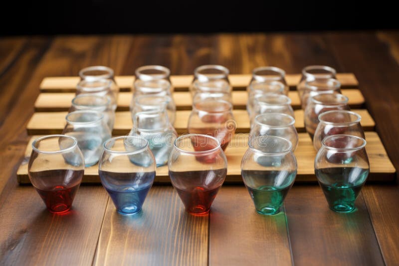 Glass Cupping Set Organized on a Wooden Table Stock Illustration ...