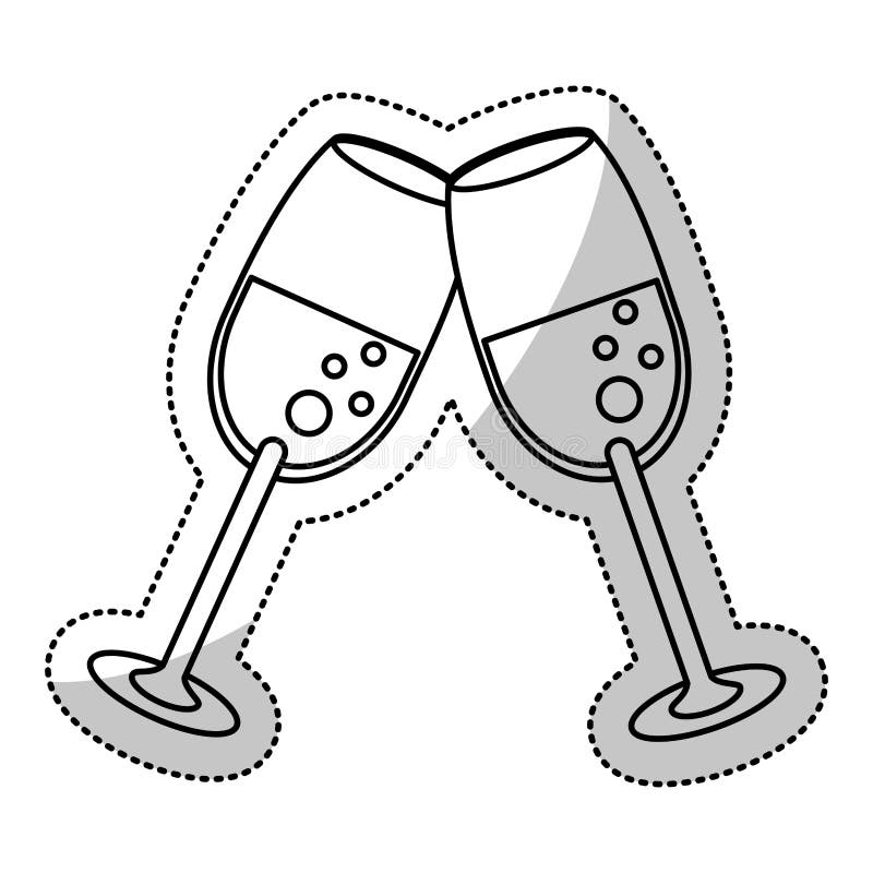 Glass Cups Champagne Celebration Outline Stock Illustration ...