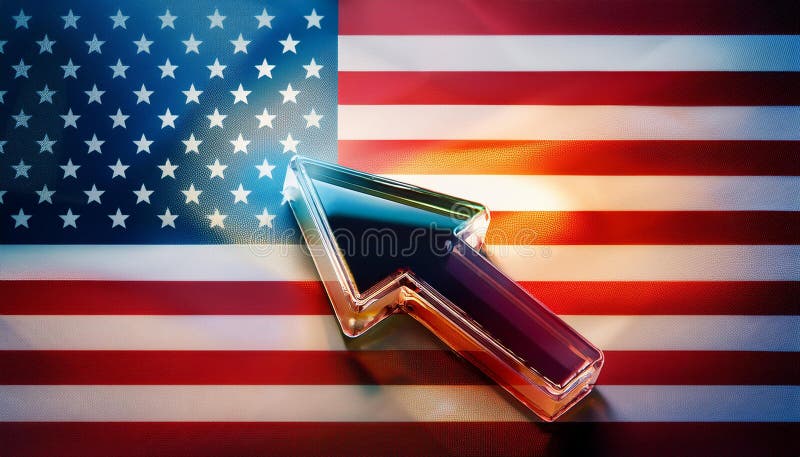 Glass Cursor Icon Over American Flag Stock Illustration - Illustration ...