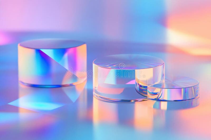 Glass Cylinders Reflect Iridescent Light, Minimalist Product Display ...