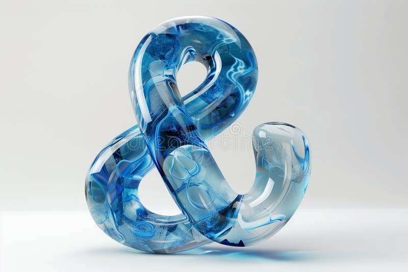 Glass 3D Ampersand Sign on a Light Background Stock Illustration ...