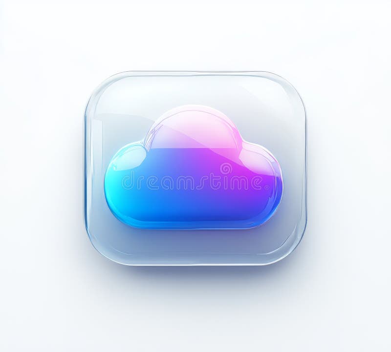 A Glass 3D Holographic Icon of an AI Cloud, Symbolizing Image, Digital ...