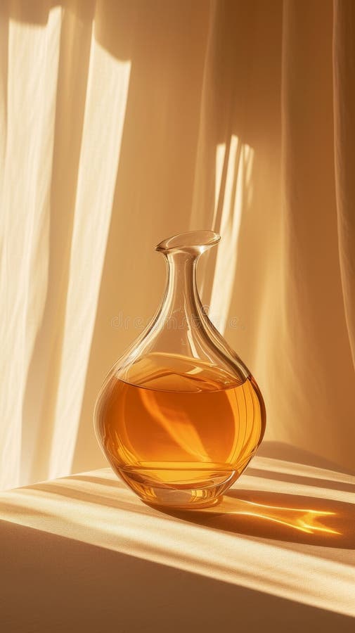 Glass Decanter with Amber Liquid in Soft Sunlight Stock Photo - Image ...