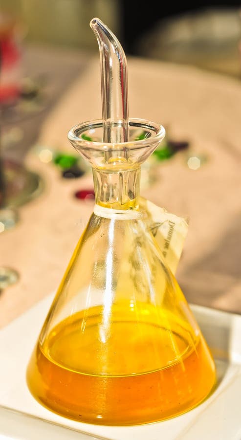 Glass Decanter of Olive Oil with a Beaker Top Stock Photo - Image of ...