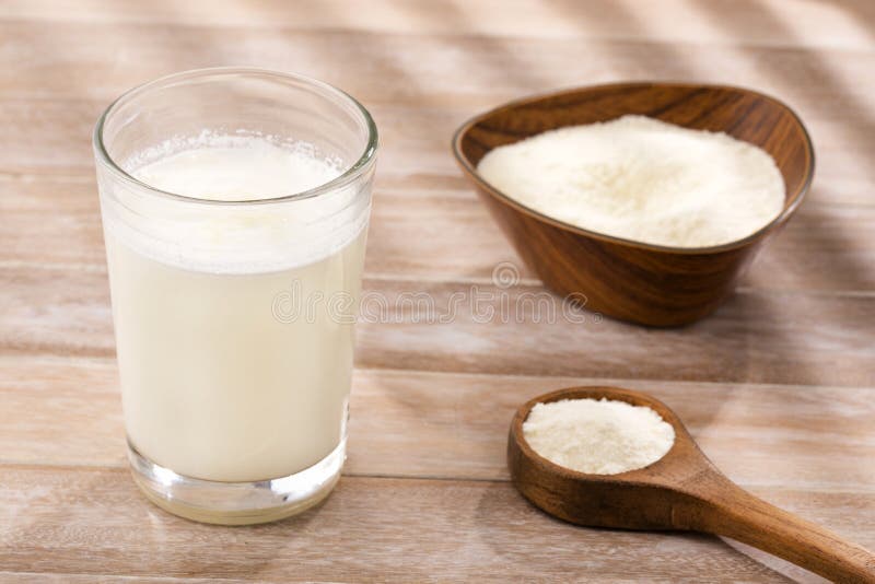 Glass of Fresh Liquid and Powdered Milk Stock Photo - Image of nutrient ...