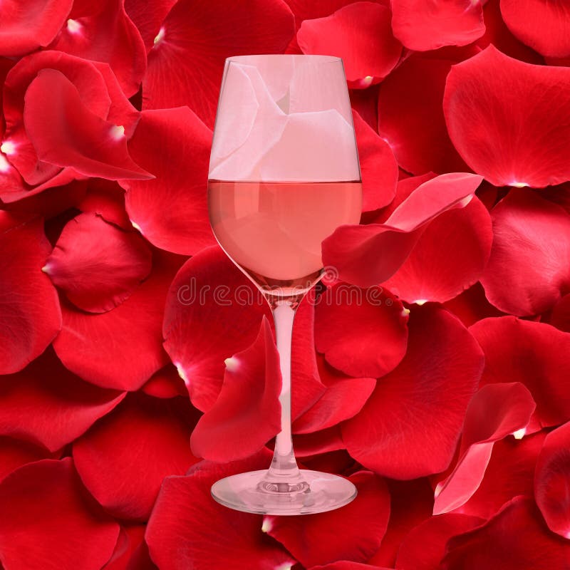 Glass of Delicious Rose Wine and Red Petals Stock Photo - Image of pink ...