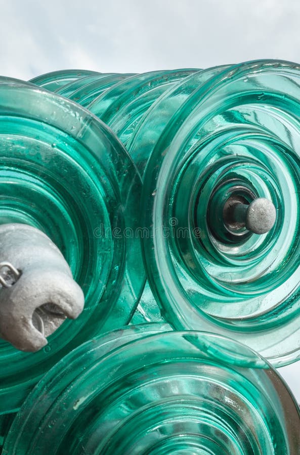 Glass disc insulators stock image. Image of distribution - 264240449