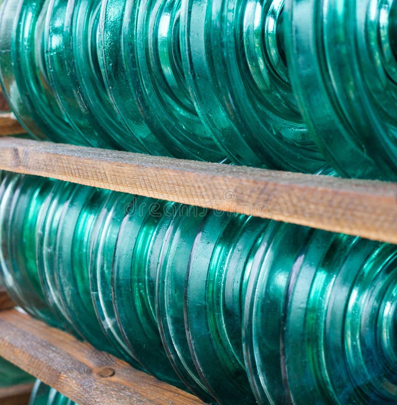 Glass disc insulators stock photo. Image of insulator - 265104792