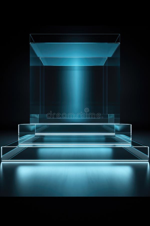 A Glass Display Case with a Blue Light Coming Out of it, Transparent ...