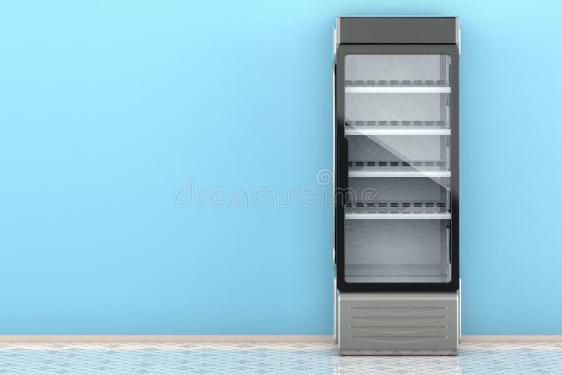 Glass Display Fridge in Interior, 3D Rendering Stock Illustration ...