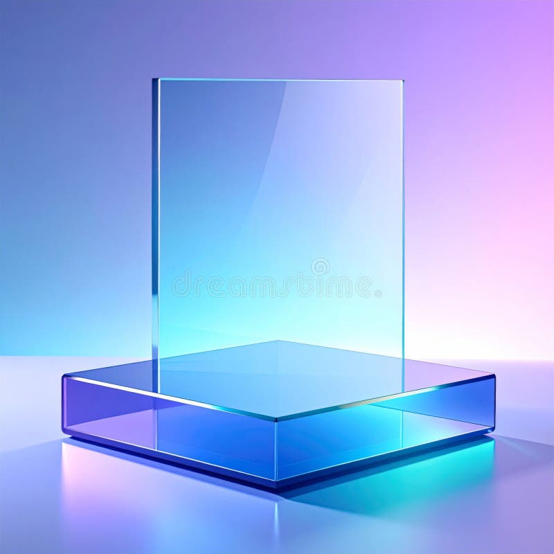 Glass Display Platform with Neon Lighting Stock Illustration ...
