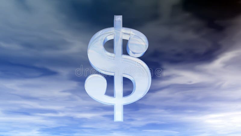 Glass Dollar Symbol Under Cloudy Blue Sky Stock Illustration ...