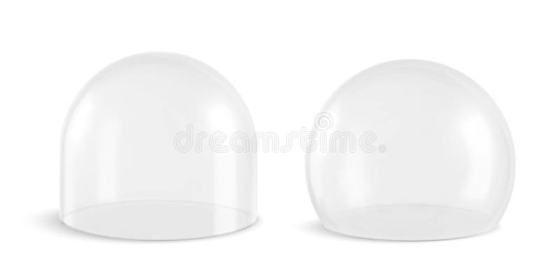 Glass Dome, Isolated Glossy Bell Sphere or Transparent Cover, Realistic ...