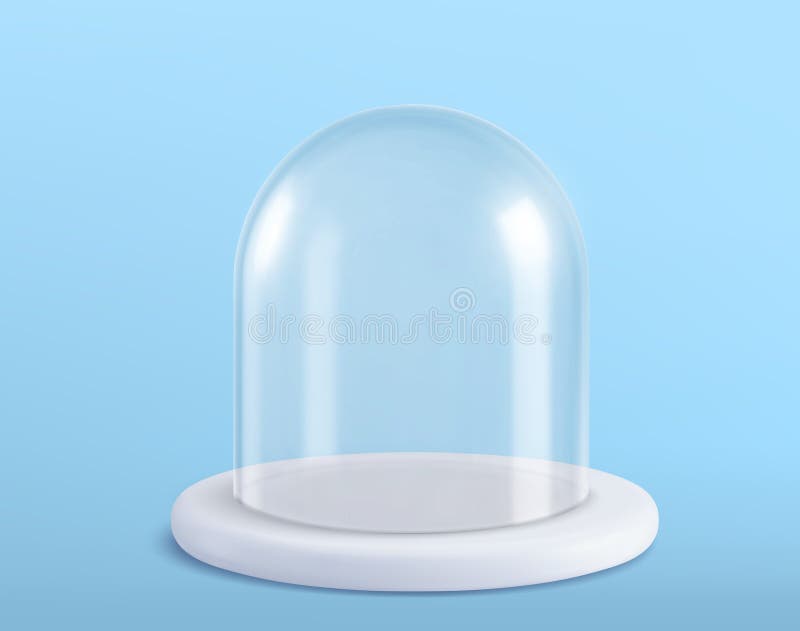 Glass Dome, Isolated Glossy Bell Sphere or Transparent Cover, Realistic ...