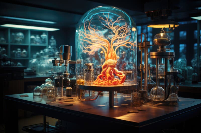 A Glass Dome with a Tree Inside of it. Futuristic Biological Laboratory ...