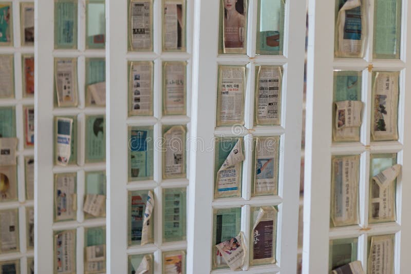 The Glass Door is Closed with Protective Book Paper Editorial Image ...