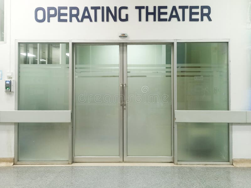 Glass Door in Operating Room, Automatic System with Fingerprint Scanner ...