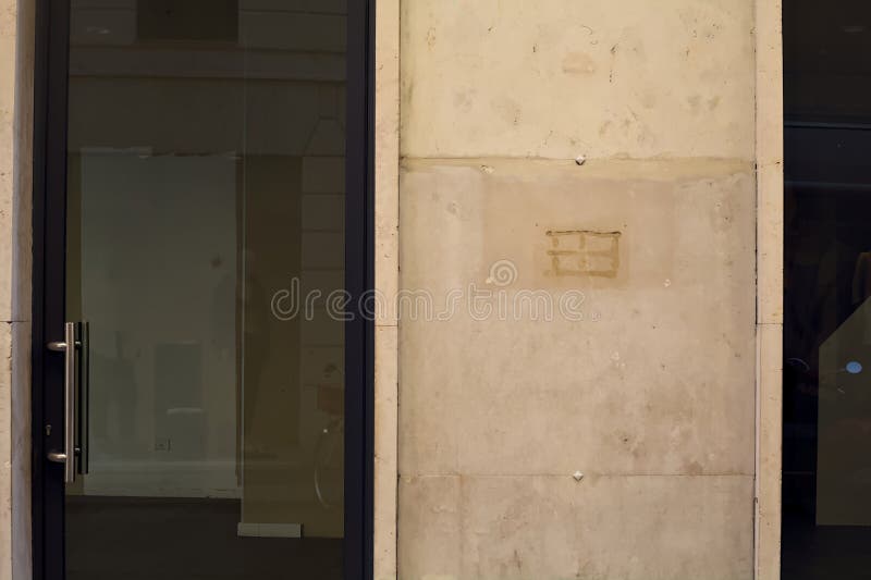 Glass Door and Part of a Shop Window of an Empty Shop Stock Image ...
