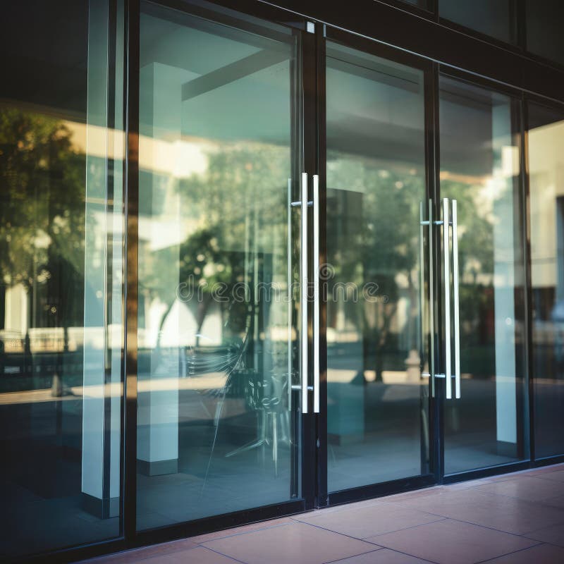 Glass Doors of Office Building Stock Illustration - Illustration of ...