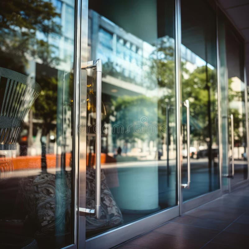 Glass Doors of Office Building Stock Image - Image of office, store ...