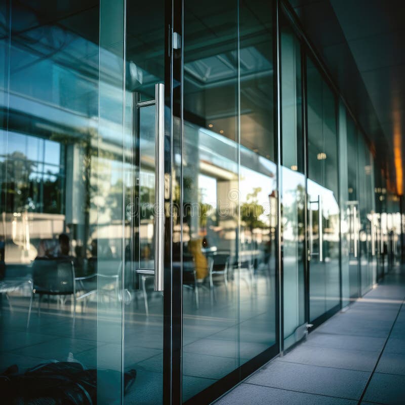 Glass Doors of Office Building Stock Image - Image of construction ...
