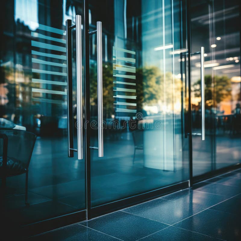 Glass Doors of Office Building Stock Photo - Image of construction ...