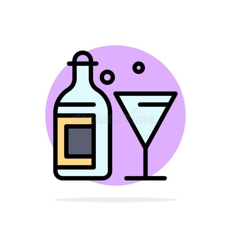 Glass Drink Bottle Wine Abstract Circle Background Flat Color Icon Stock Vector