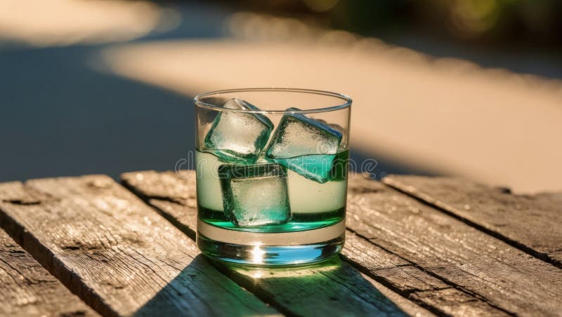 Glass of Drink with Ice on the Table Outdoor. Stock Photo - Image of ...