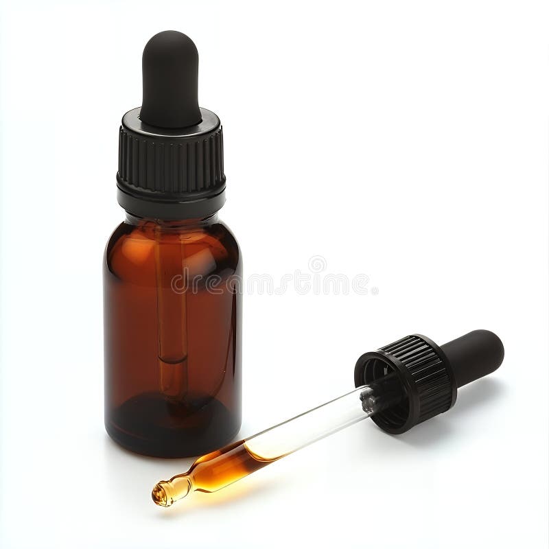 A Glass Dropper Bottle with a Black Lid and a Glass Dropper Stock ...