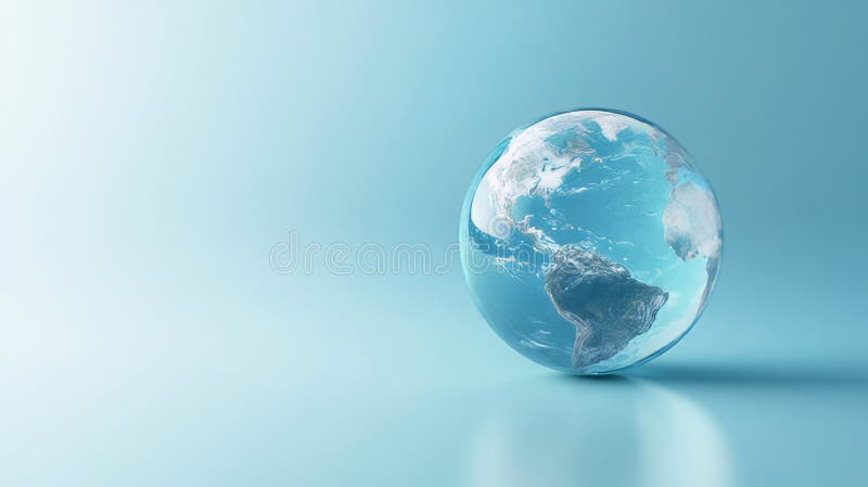Glass Earth Globe on Light Blue Background, Minimalist Concept Design ...