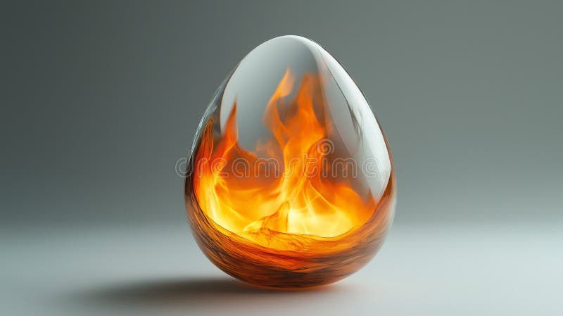 Glass Egg with Fire Effect Creating a Striking Visual in a Minimalist ...