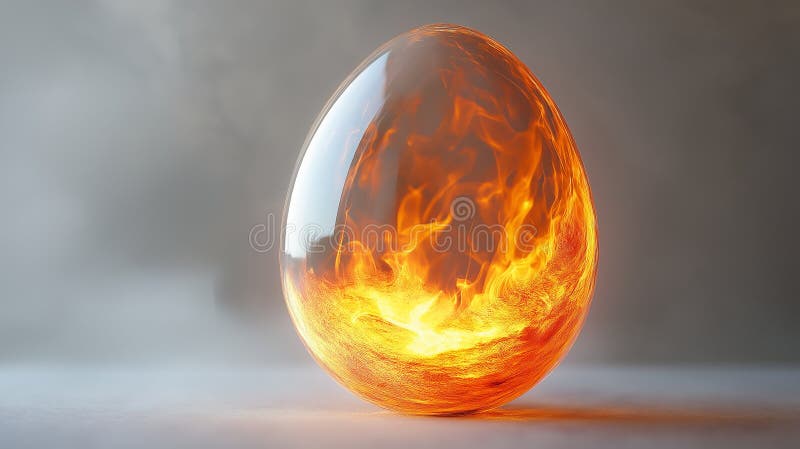 Glass Egg with Fire Effect Creating a Striking Visual in a Minimalist ...
