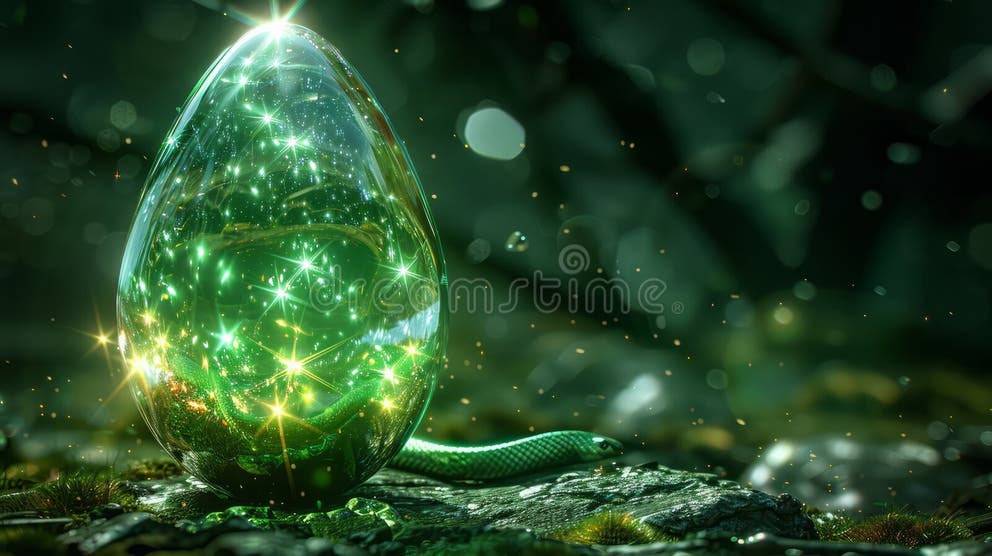 A Glass Egg with a Snake Coiling Around it Stock Image - Image of year ...