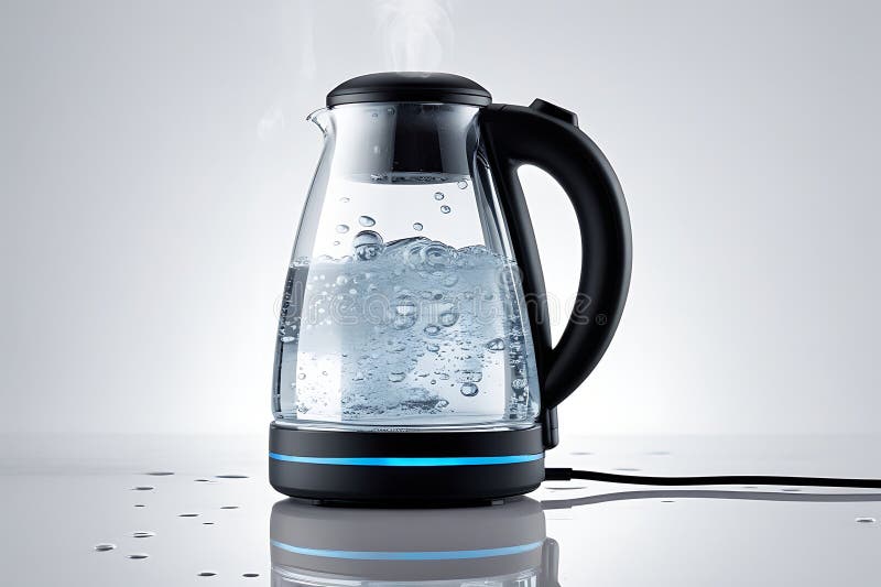 Glass Electric Kettle, Boiling Water Transparent, Bubbles, Steam, Stock ...