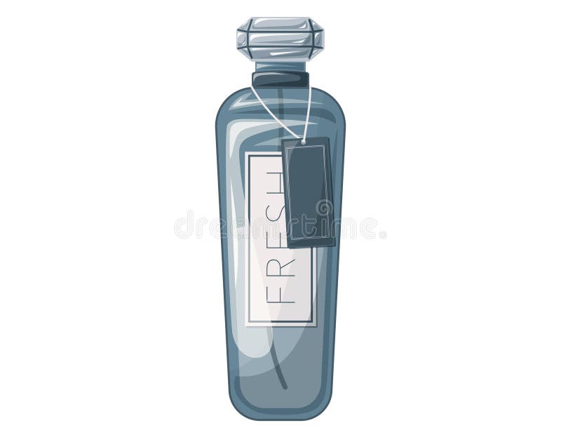 Glass Elegant Bottle of Fragrant Perfume. Vector Isolated Cartoon Blue ...