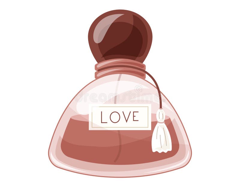 Glass Elegant Bottle of Fragrant Perfume. Vector Isolated Cartoon Red ...