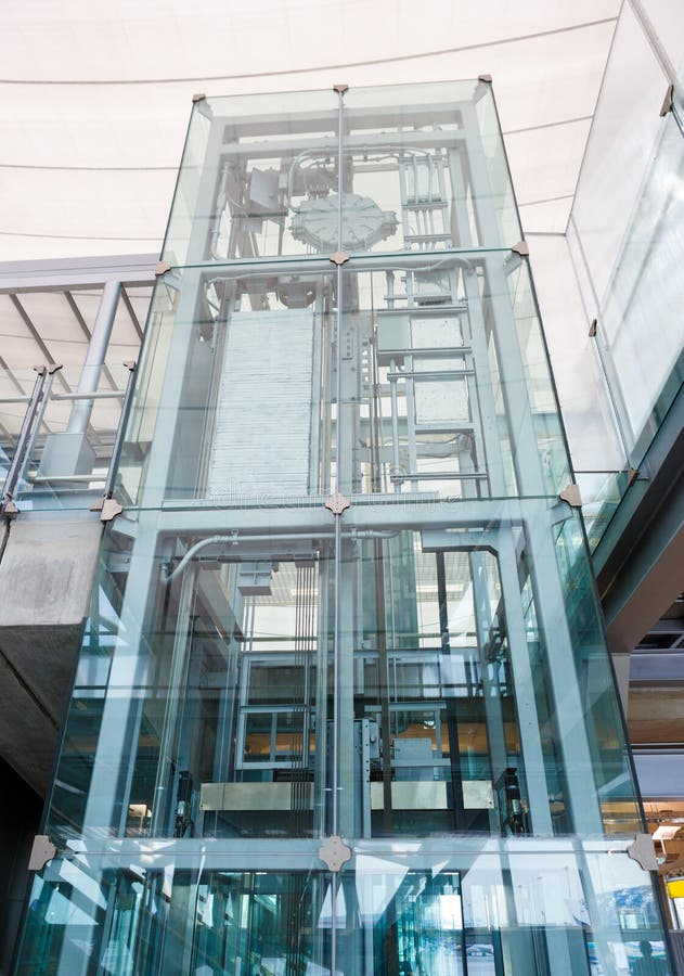 Architecture, Glass Elevator Shaft Stock Image - Image of construction ...