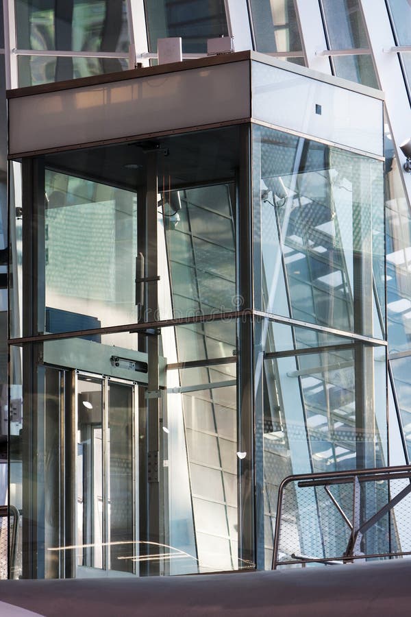 Glass Elevator Shaft in a Modern Building Stock Image - Image of ...