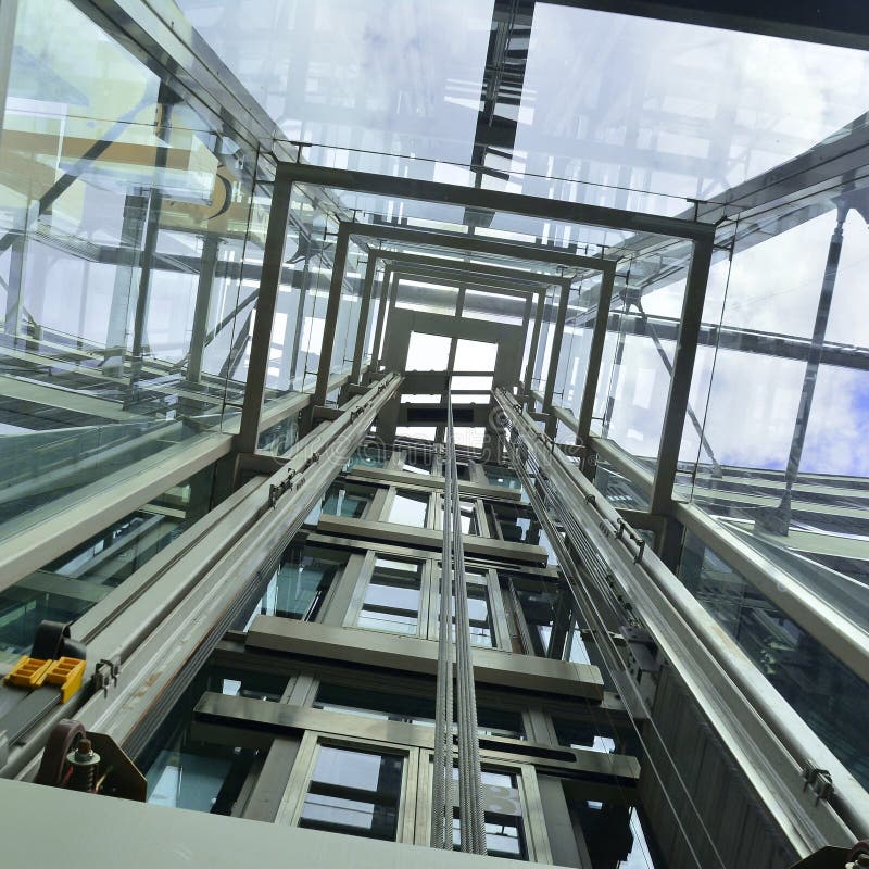 Glass elevator stock image. Image of building, facade - 98667239