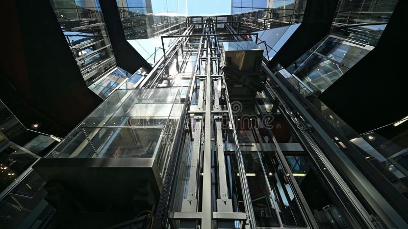 Glass Elevators Outside the Skyscraper Building, Business Architecture ...
