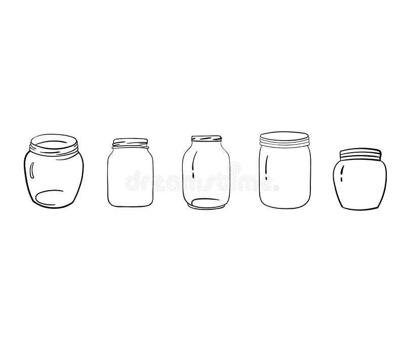 Glass Empty Jars without Lids. Set Transparent Containers. Vector ...