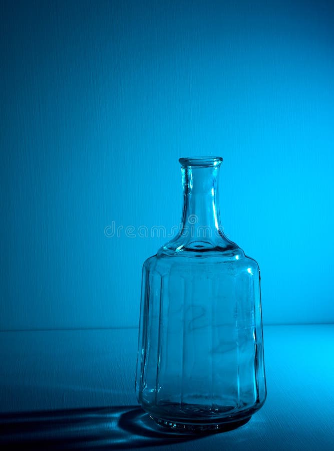 Glass Empty Open Bottle with Copy Space. Graphic Still Life with Light ...