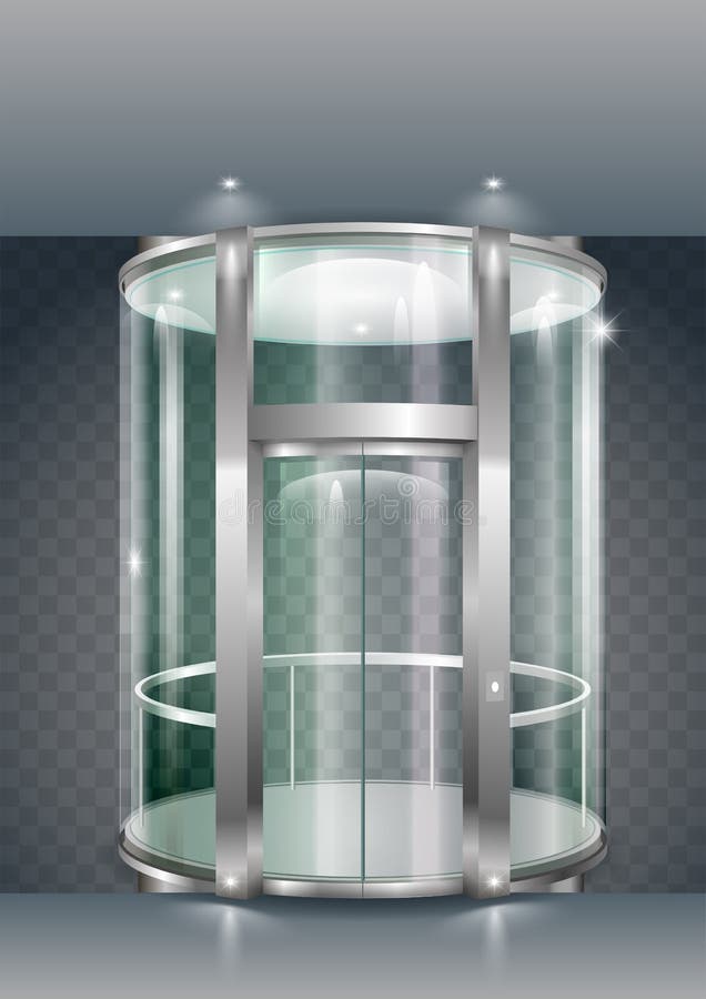 Glass enclosed elevator stock illustration. Illustration of glare ...