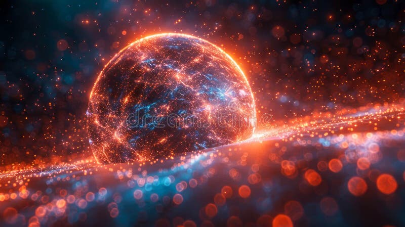 Glass Energy Abstract Sphere with Particles and Glowing Lights on a ...