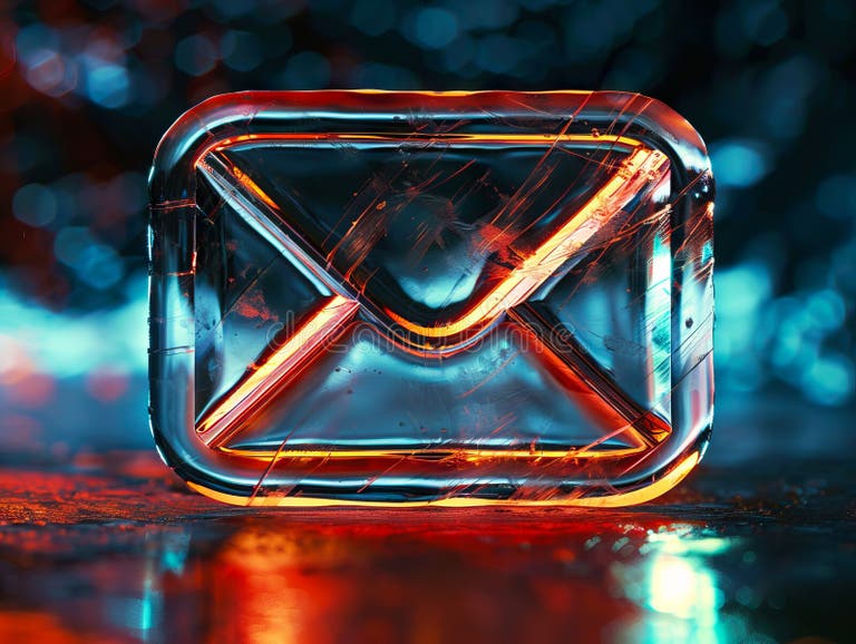 A Glass Envelope with a Red and Blue Light Coming Out of it Stock Photo ...