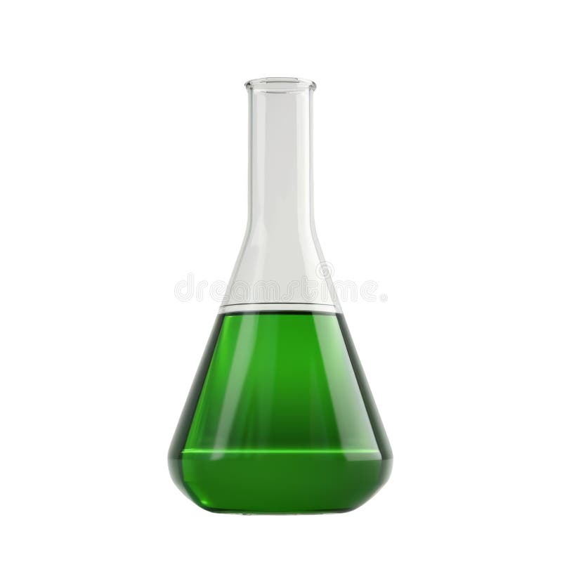A Glass Erlenmeyer Flask Filled with Green Liquid Stock Photo ...