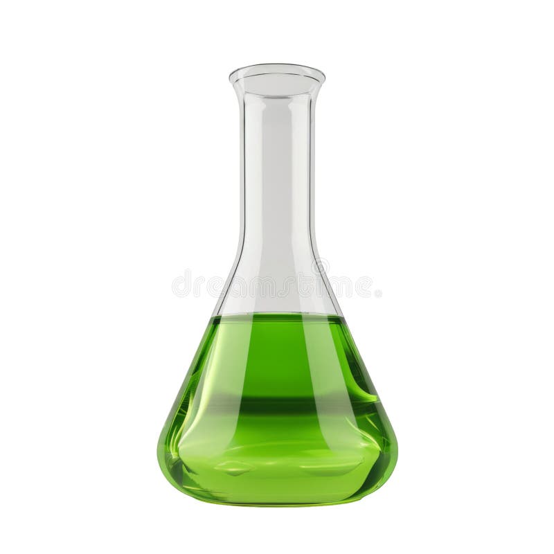 A Glass Erlenmeyer Flask Filled with Green Liquid Stock Photo ...