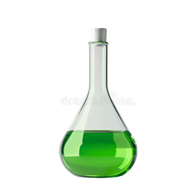 Glass Erlenmeyer Flask Filled with Green Liquid Stock Photo ...