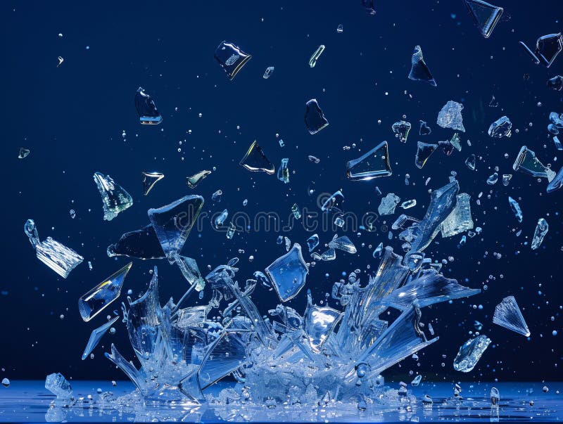 Glass Exploding in Slow Motion, with Fragments Suspended in Mid-air ...